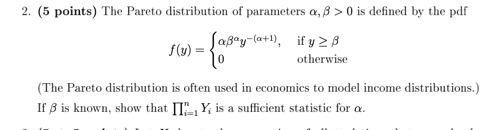 Solved 2. (5 points) The Pareto distribution of parameters | Chegg.com