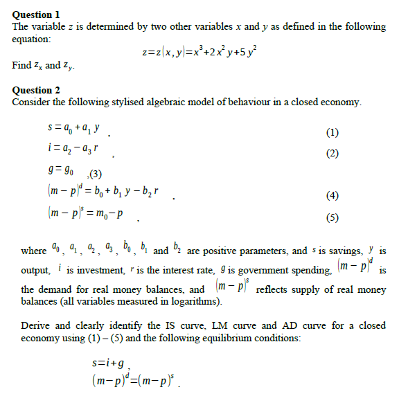 Solved Question 1 The variable \\( z \\) is determined by | Chegg.com