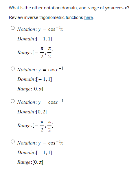 Solved What is the other notation domain, and range of | Chegg.com