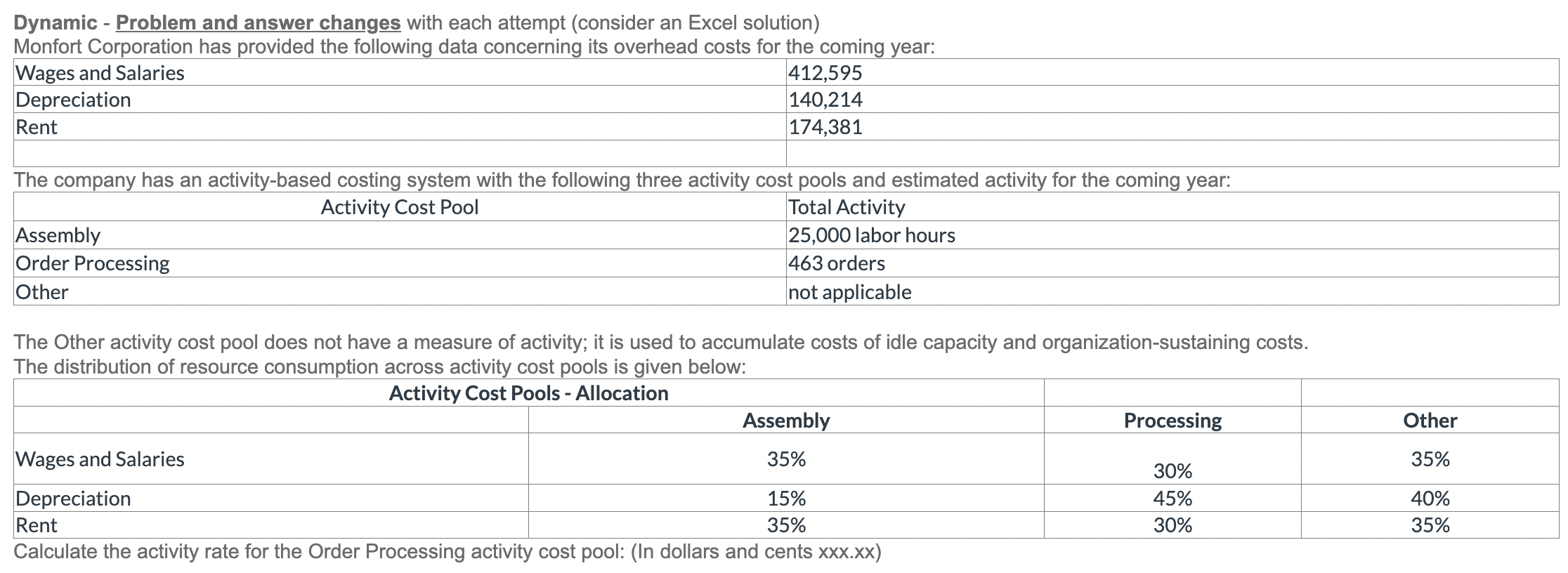 Solved Dynamic - ﻿Problem and answer changes with each | Chegg.com