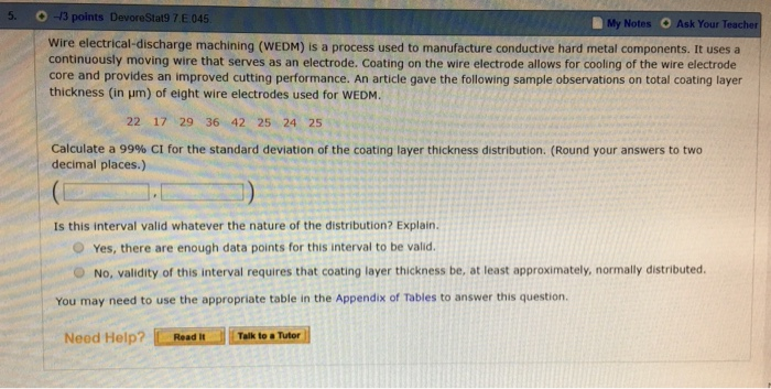 Solved О 3 Points Devorestat9 7 E 045 5 Notes O Ask Your T