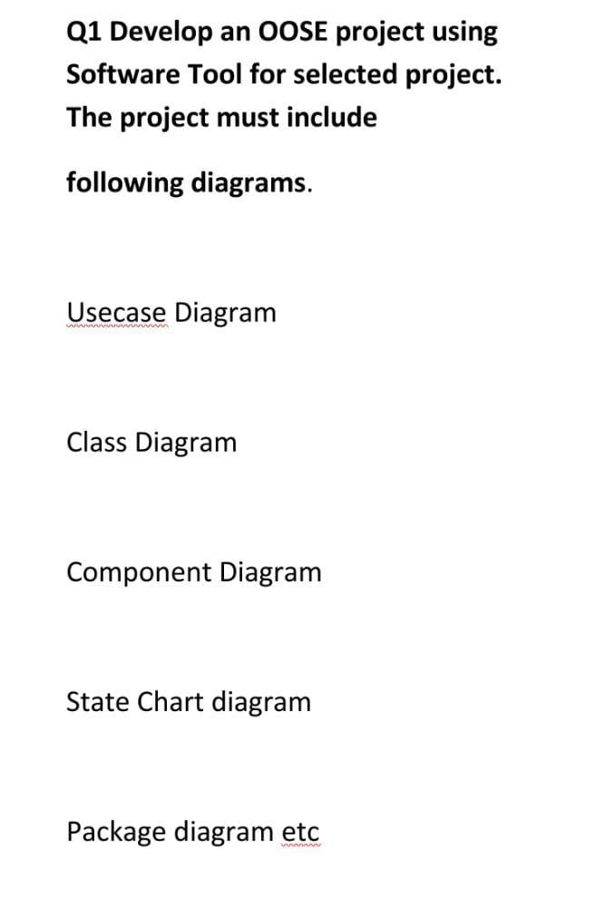 Solved Q1 Develop an OOSE project using Software Tool for | Chegg.com