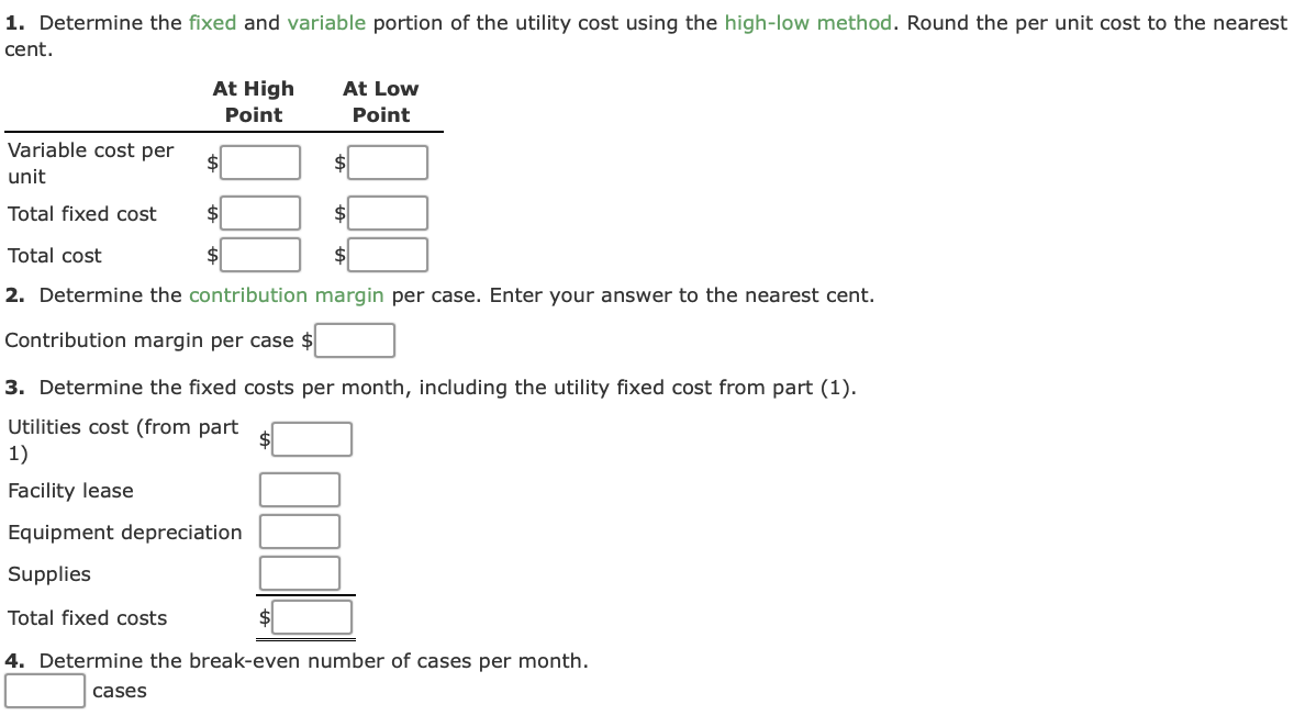 Solved 1. Determine the fixed and variable portion of the | Chegg.com