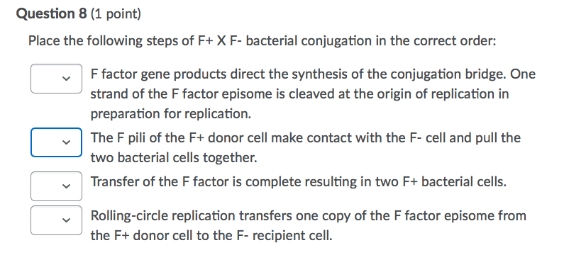 Solved Question 8 (1 point) Place the following steps of F+ | Chegg.com