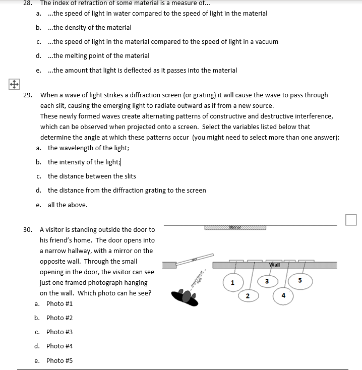 Solved 28. The index of refraction of some material is a | Chegg.com