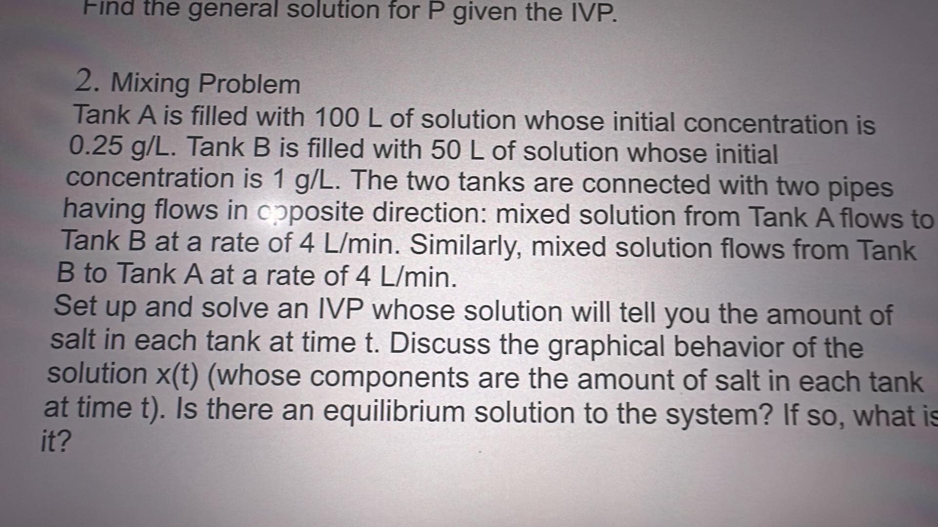 Solved Mixing ProblemTank A is filled with 100 ﻿L of | Chegg.com