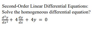 Solved Second-Order Linear Differential Equations: Solve the | Chegg.com