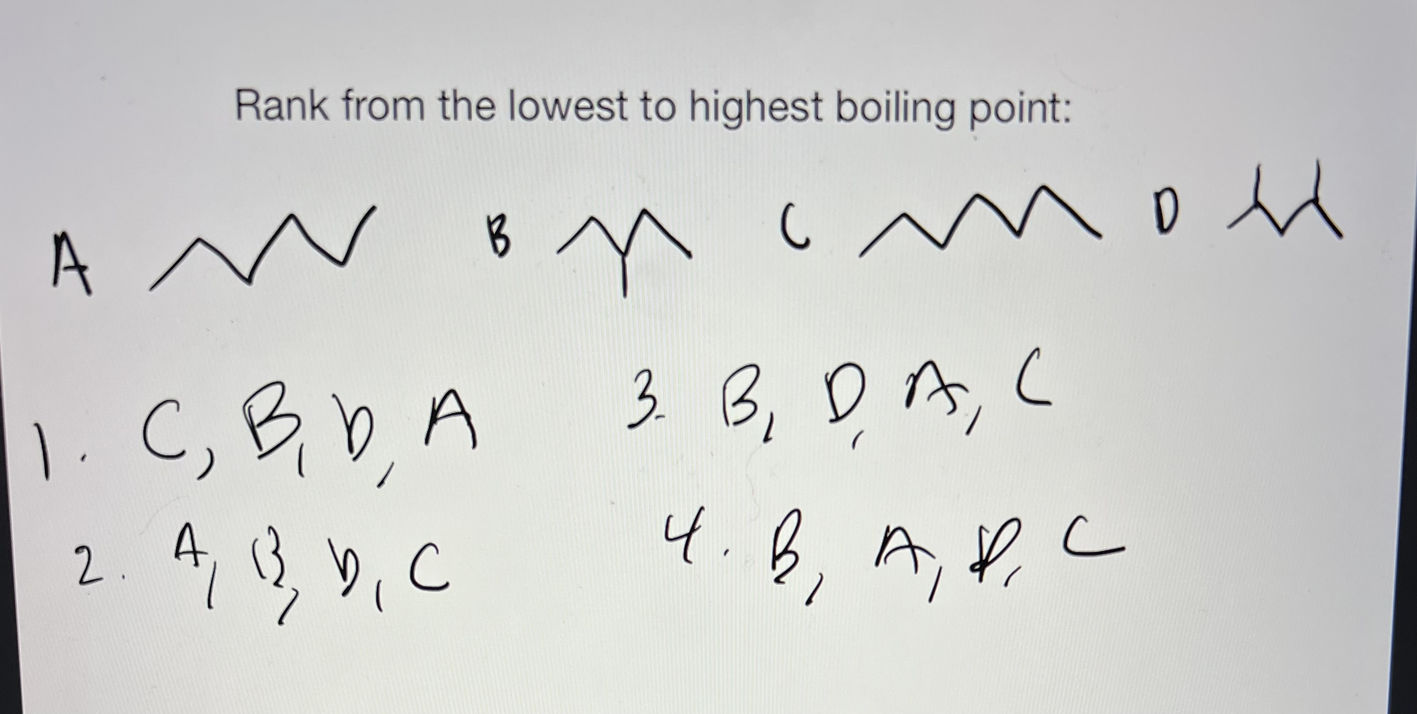 Solved Rank from the lowest to highest boiling point: 1. | Chegg.com