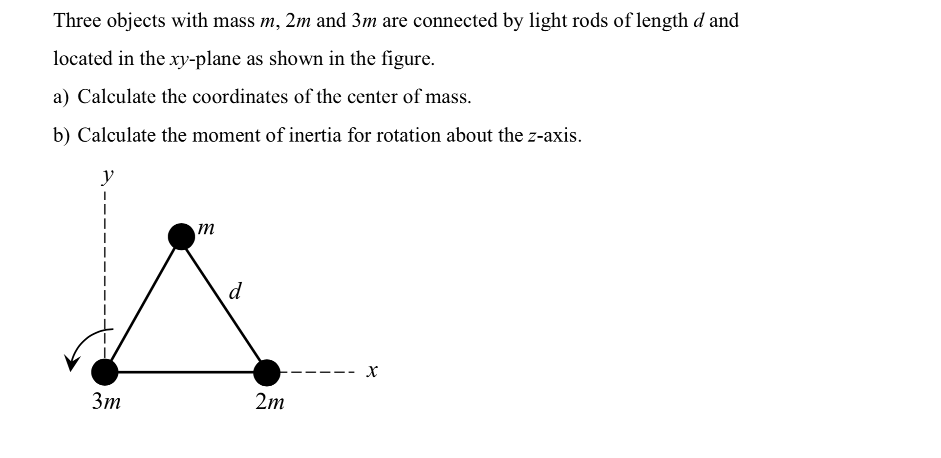 Solved Three objects with mass m, 2m and 3m are connected by | Chegg.com