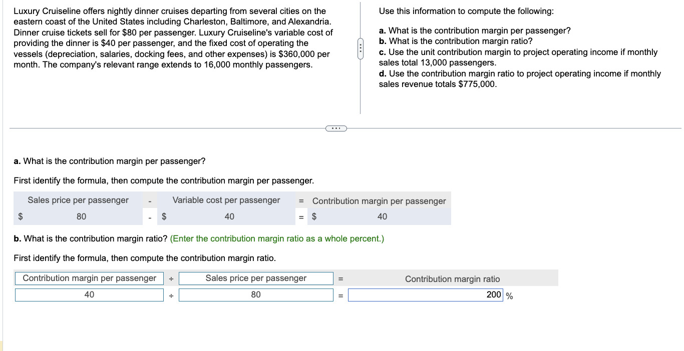 Solved a. ﻿What is the contribution margin per | Chegg.com