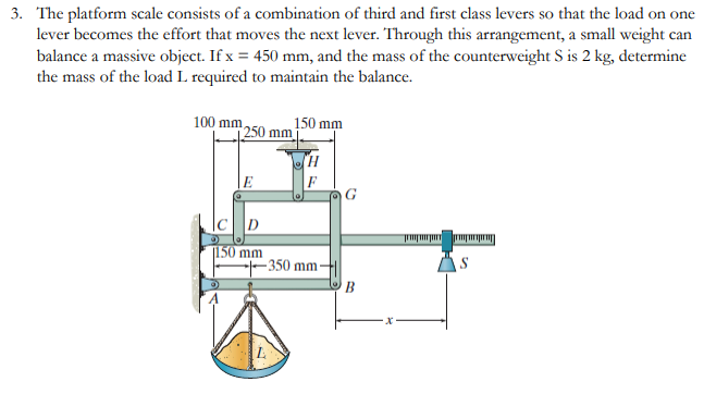 [Solved]: 3. The platform scale consists of a combination
