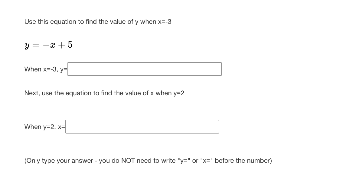 Solved Use this equation to find the value of y when x=-3 y | Chegg.com