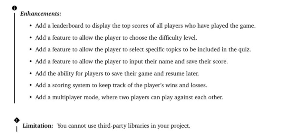 Solved The Quiz Game is a console-based game designed to | Chegg.com