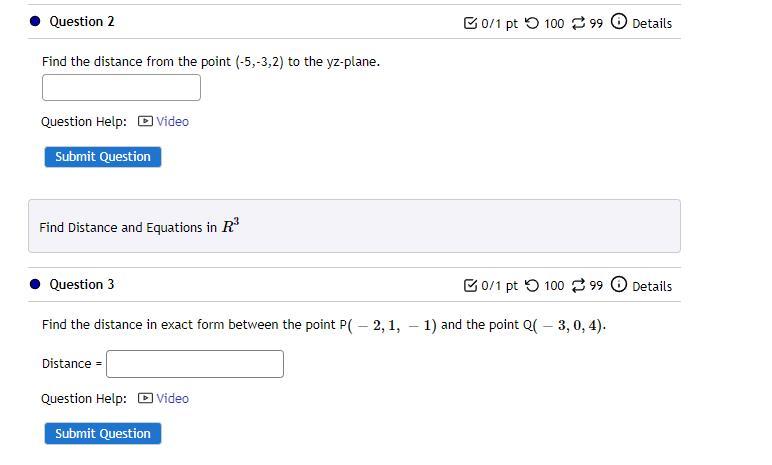Solved Find the distance from the point (−5,−3,2) to the | Chegg.com