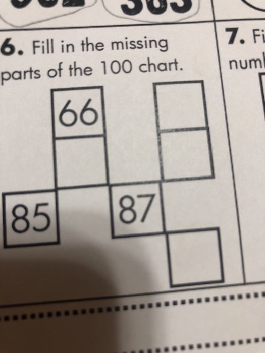 Solved 6. Fill in the missing parts of the 100 chart. numl | Chegg.com
