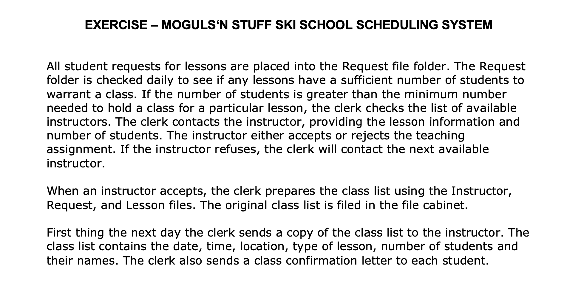 Solved EXERCISE – MOGULS'N STUFF SKI SCHOOL SCHEDULING | Chegg.com
