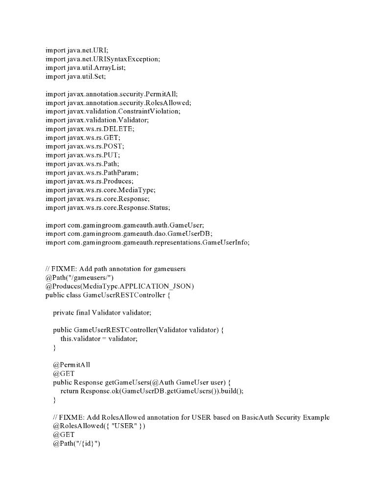 Solved Here is the code: GameAuthApplication.java package | Chegg.com