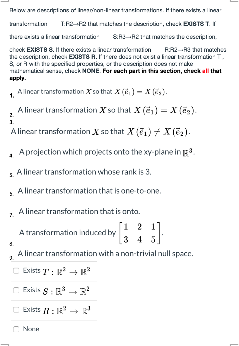Solved Below are descriptions of linear/non-linear | Chegg.com