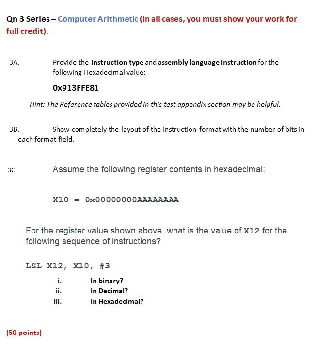 Solved Qn 3 Series - Computer Arithmetic (In all cases, you | Chegg.com