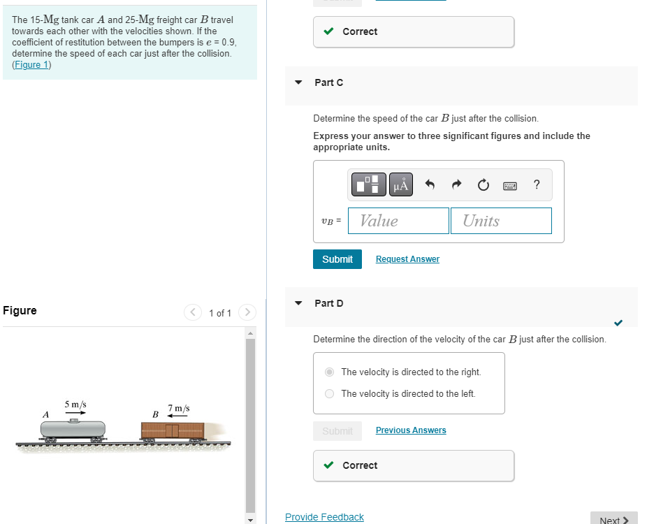 Solved The 15−Mg tank car A and 25−Mg freight car B travel | Chegg.com