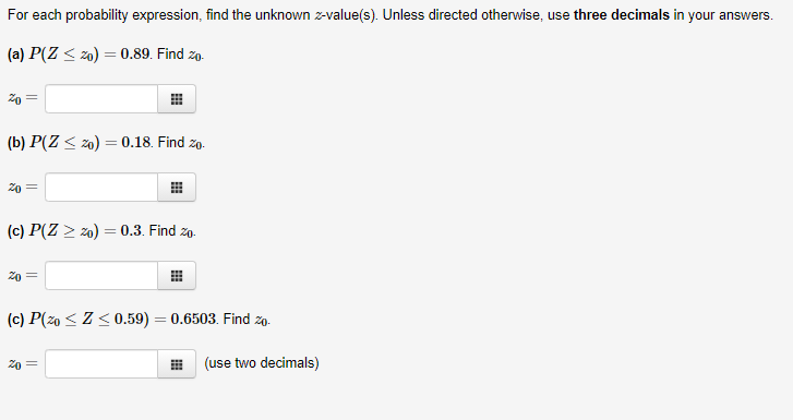 Solved For each probability expression, find the unknown | Chegg.com