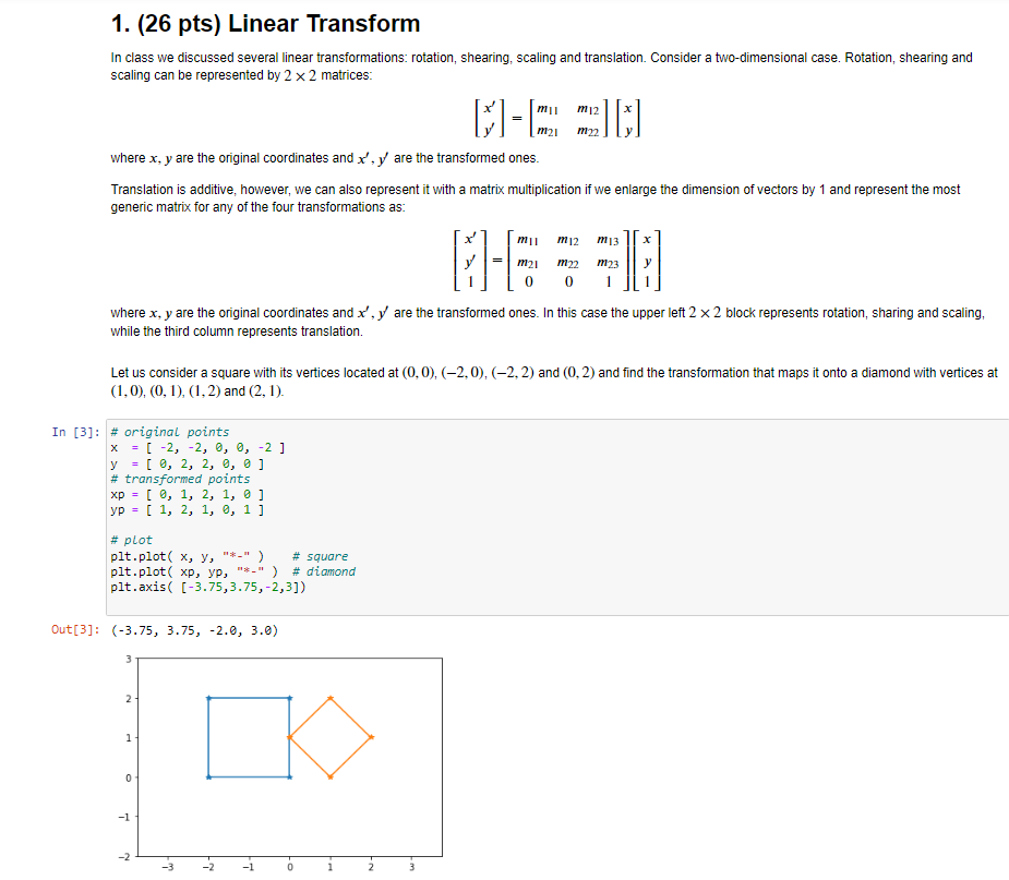 1. (26 pts) Linear Transform In class we discussed | Chegg.com