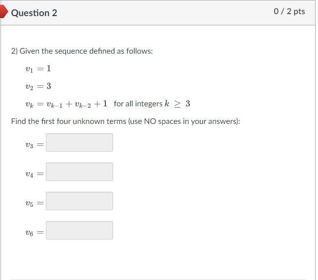 Solved 2) Given the sequence defined as follows: | Chegg.com