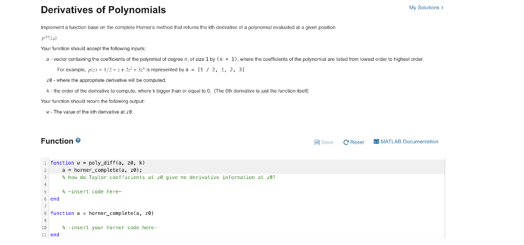 Solved Derivatives of Polynomials Implement a function base | Chegg.com