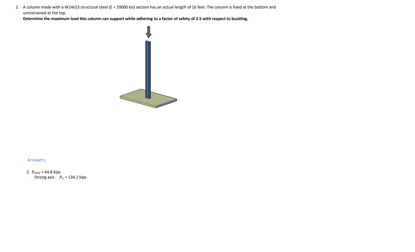 Solved 2. A column made with a W14x53 structural steel | Chegg.com