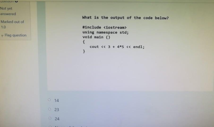 Solved Not yet answered What is the output of the code | Chegg.com