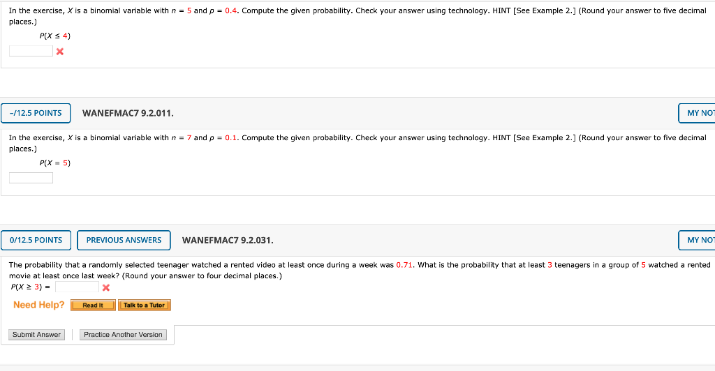Solved In the exercise, X is a binomial variable with n = 5 | Chegg.com
