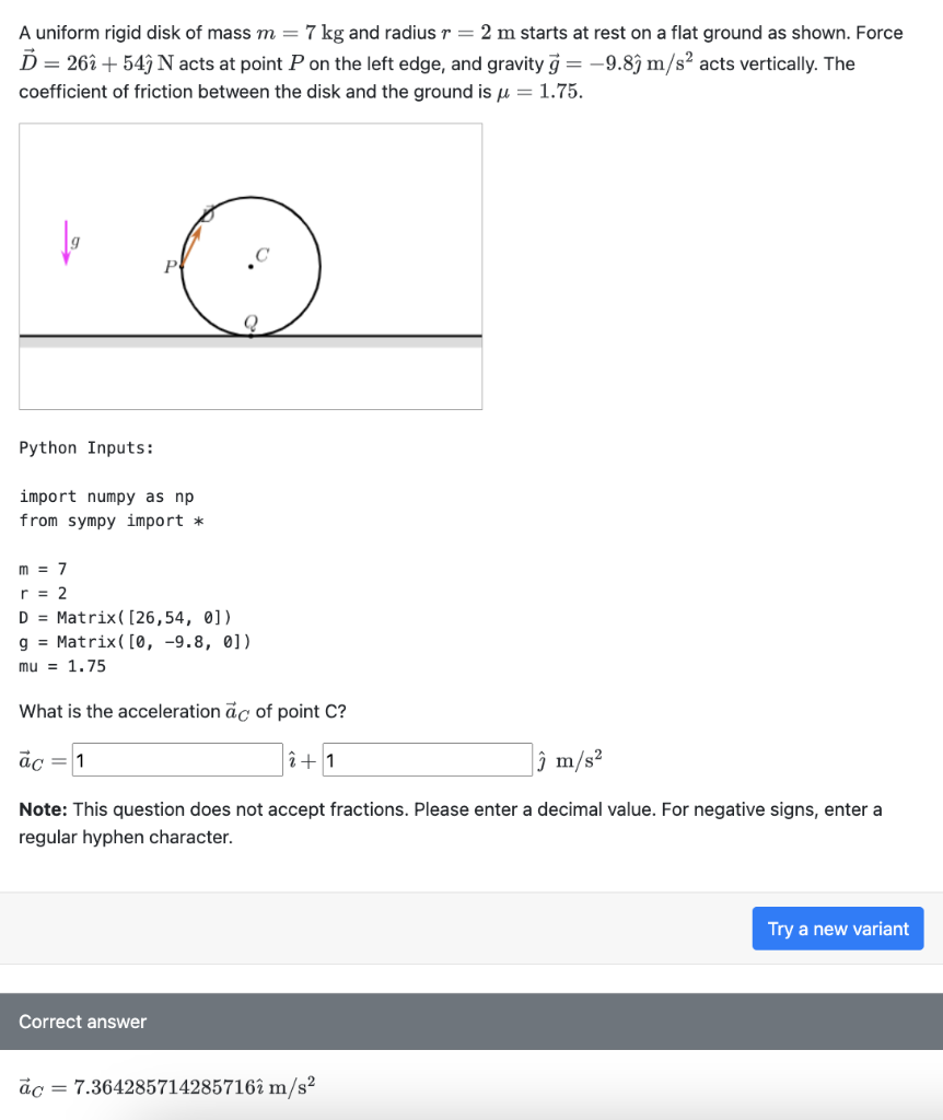 A uniform rigid disk of mass m=7 kg and radius r=2 m | Chegg.com