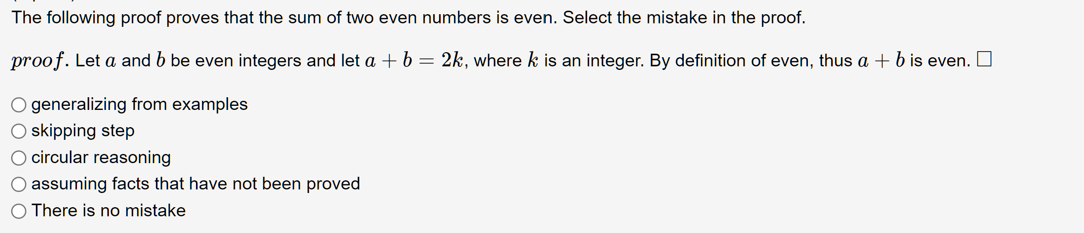 Solved The following proof proves that the sum of two even | Chegg.com