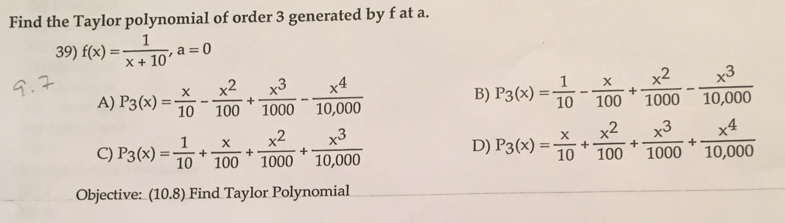 Solved 9.7 Find the Taylor polynomial of order 3 generated | Chegg.com