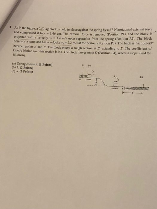 Solved 3. As in the figure, a 0, 50-kg block is held in | Chegg.com