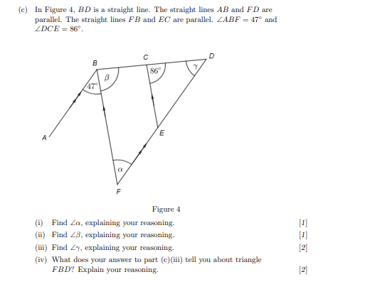 Solved (c) ﻿In Figure 4, BD ﻿is a straight line. The | Chegg.com