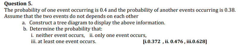 Solved The probability of one event occurring is 0.4 and the | Chegg.com
