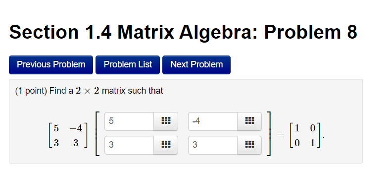 Solved Section 1.4 Matrix Algebra: Problem 8 Previous | Chegg.com
