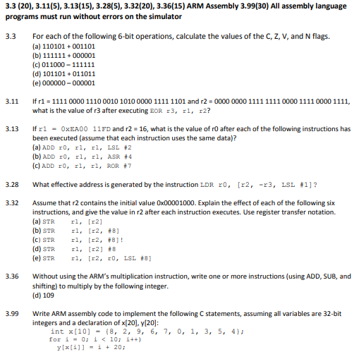 3.3 (20), 3.11(5), 3.13(15), 3.28(5), 3.32(20), | Chegg.com