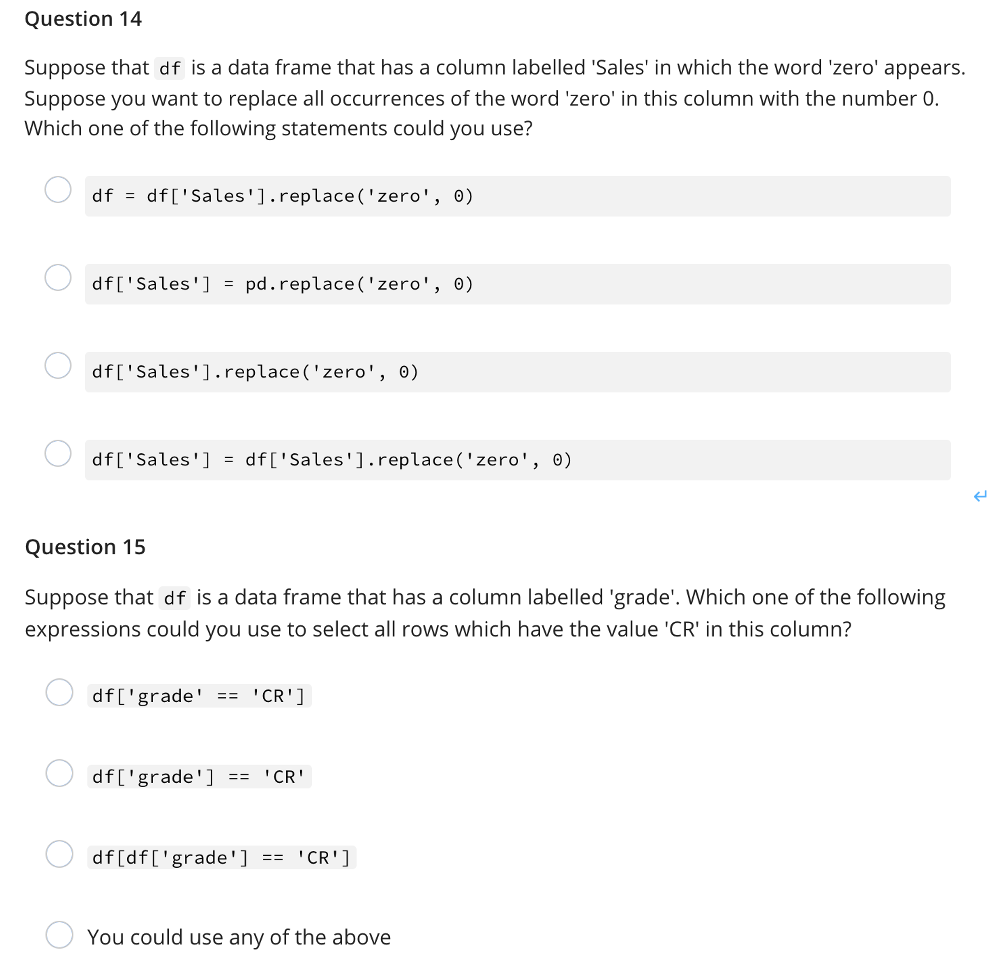 Solved Python Programming Question 11 Suppose That Df Is A 9273