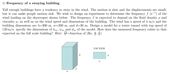 Solved 1) Frequency of a swaying building Tall enough | Chegg.com
