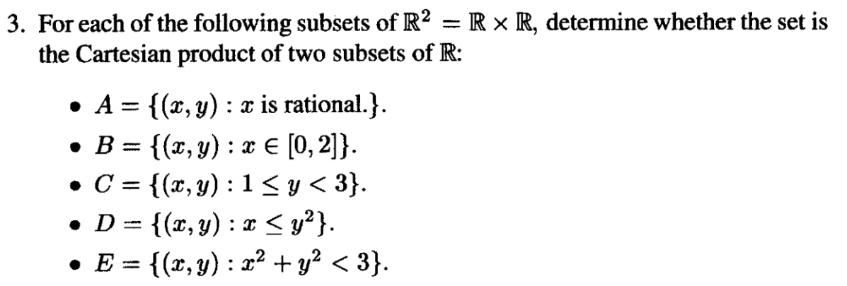 Solved 3. For each of the following subsets of R2 =R R, | Chegg.com