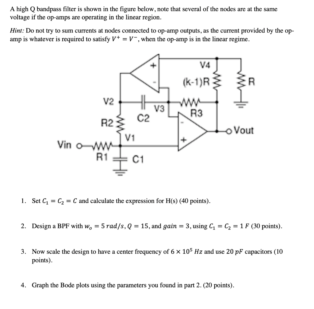 Solved A high Q bandpass filter is shown in the figure | Chegg.com