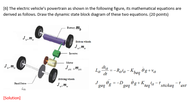 Solved [6] The electric vehicle's powertrain as shown in the | Chegg.com