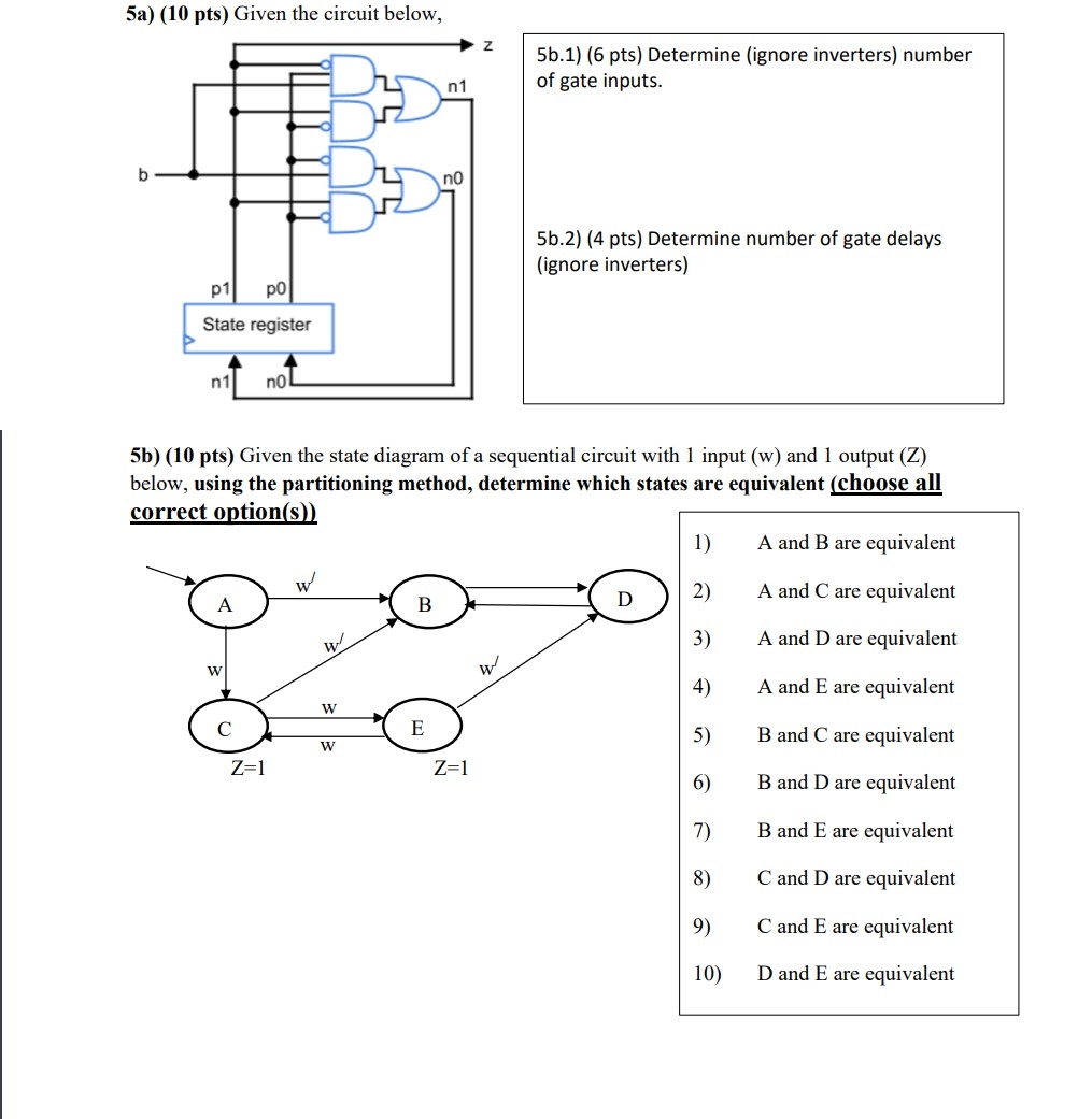 Solved 5a) ( \( \mathbf{1 0} \mathrm{pts}) \) ﻿Given the | Chegg.com