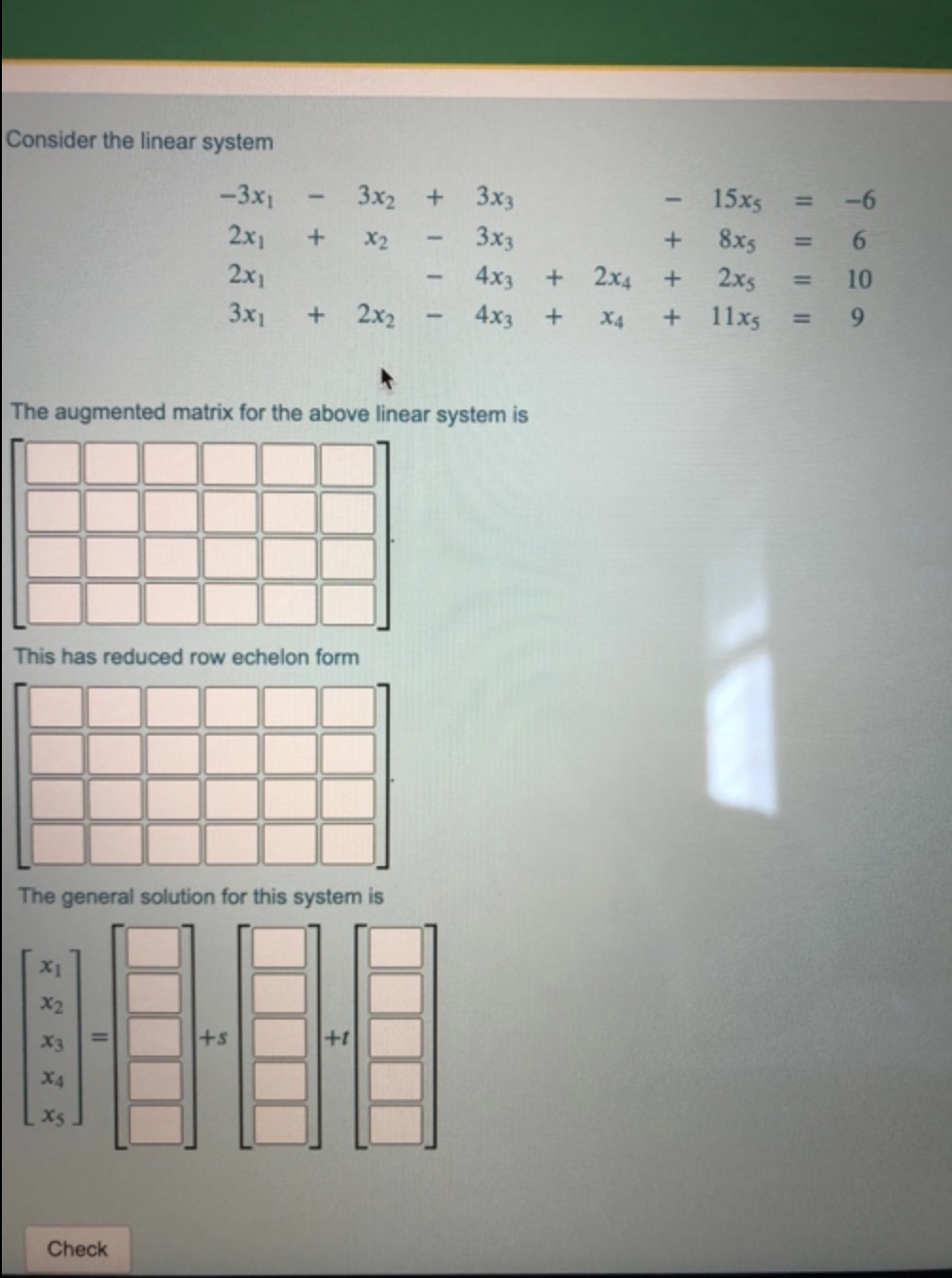 Solved Consider the linear system -3x1 3x2 + 3x3 2x1 + x2 | Chegg.com