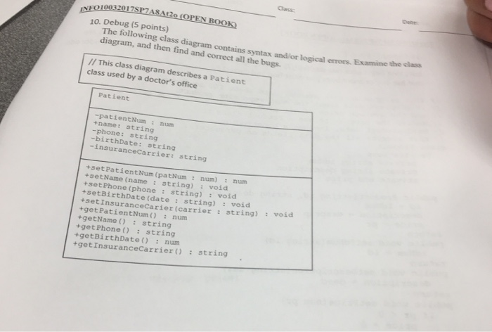 Solved the following class digram contains syntax and/or | Chegg.com