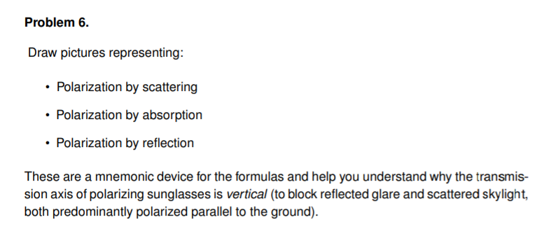 Solved Problem 6. Draw pictures representing: • Polarization | Chegg.com