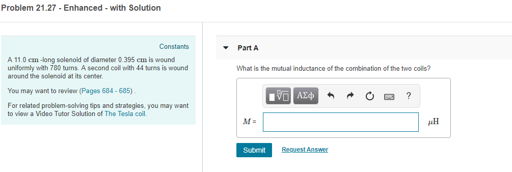 Solved Problem 21.27 Enhanced - with Solution Constants Part | Chegg.com