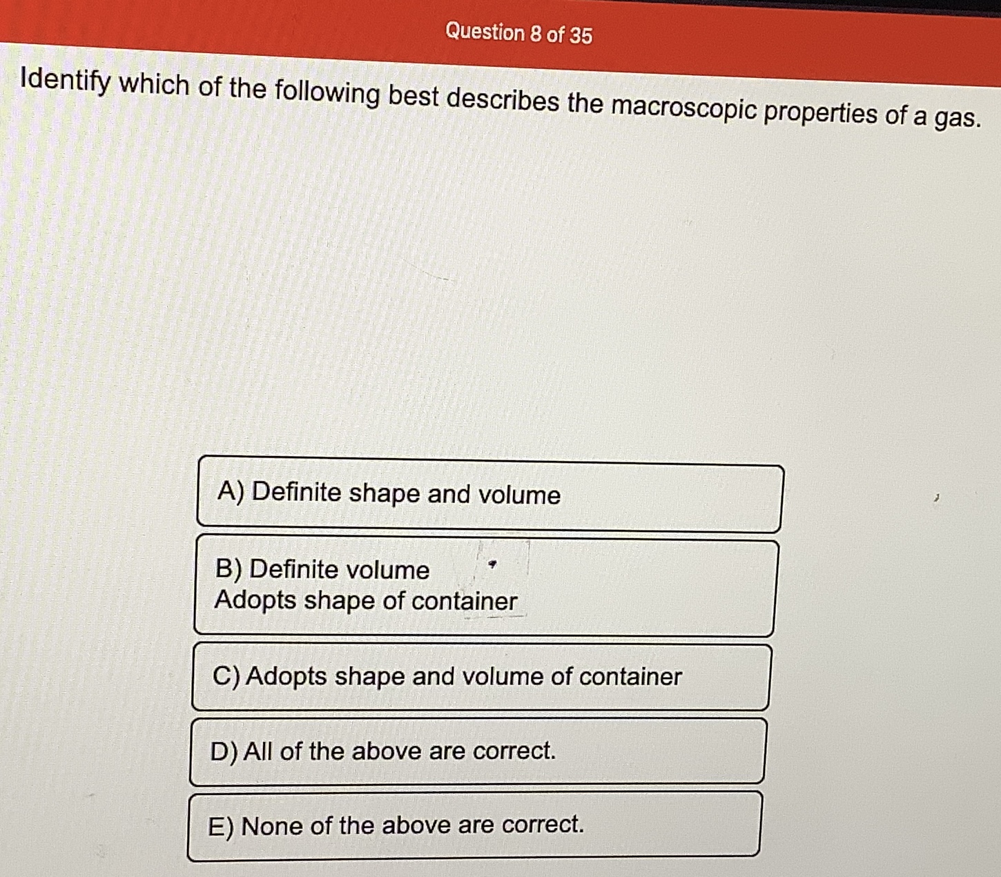 Solved Identify which of the following best describes the | Chegg.com